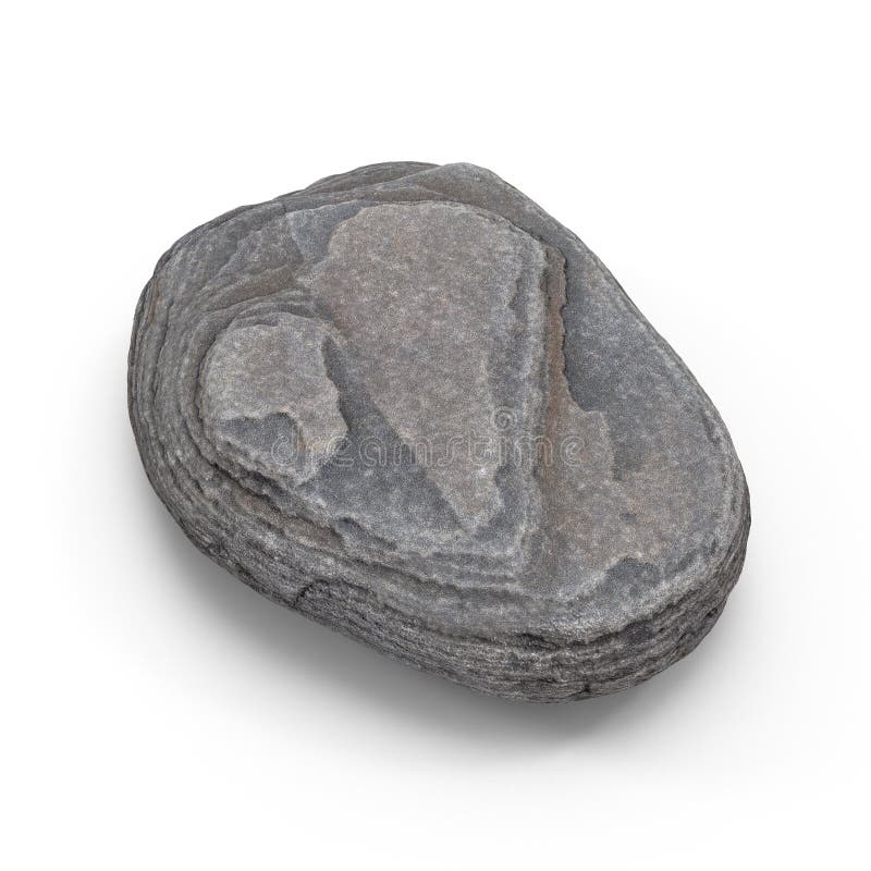 Rock Stone Isolated on White. 3D Illustration Stock Illustration ...