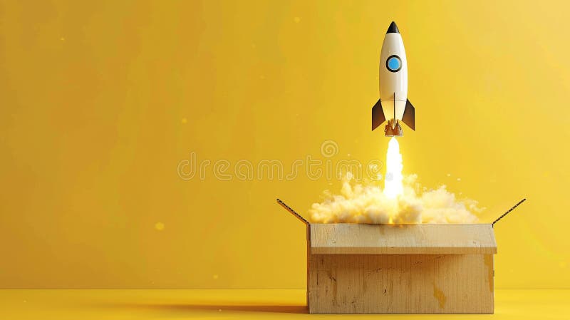 Small Rocket Launching into Sky Stock Photo - Image of technology ...