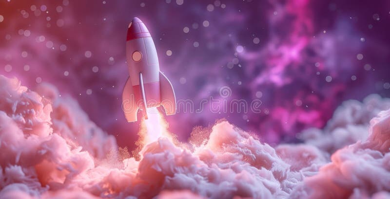 Small Rocket Flying through Clouds Stock Image - Image of flying ...