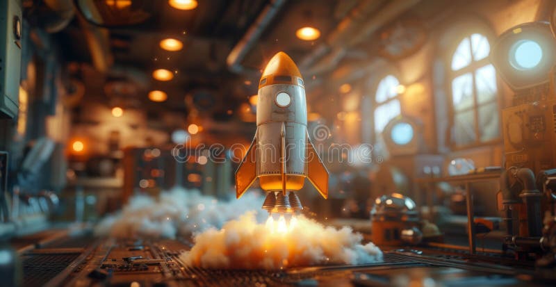 Small Rocket Flying through the Air Stock Image - Image of trajectory ...