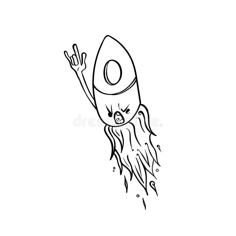 Small Rocket Shows Rock Sign on White Background Stock Vector ...