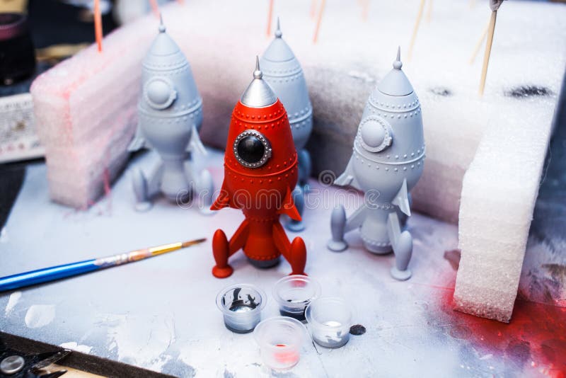 Small Rockets Made in 3D Resin Printing Stock Photo - Image of ...