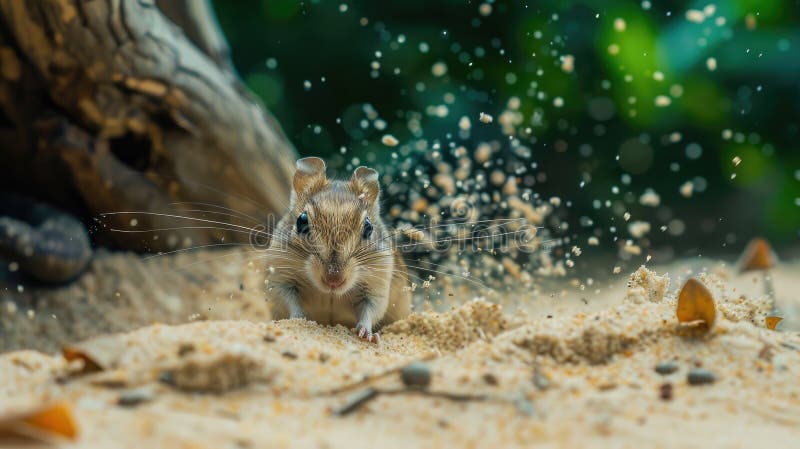 Serene Scurry of a Tiny Rodent Dancing through the Sand Stock Photo ...