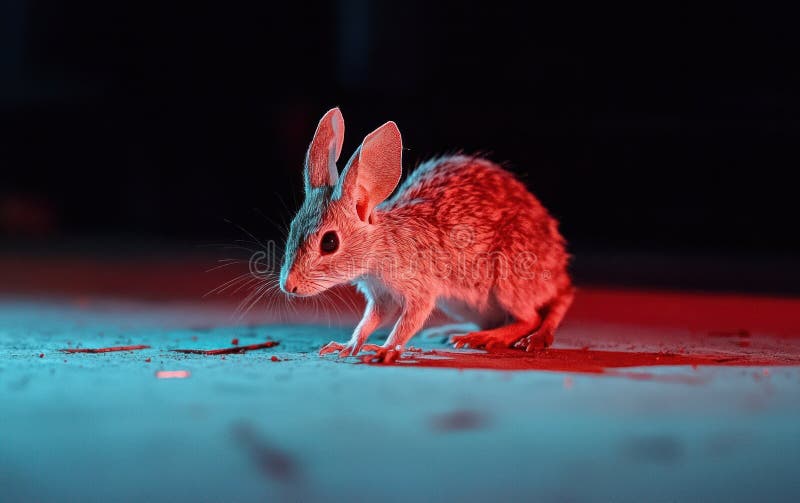 Small Rodent in Red and Blue Light Stock Illustration - Illustration of ...