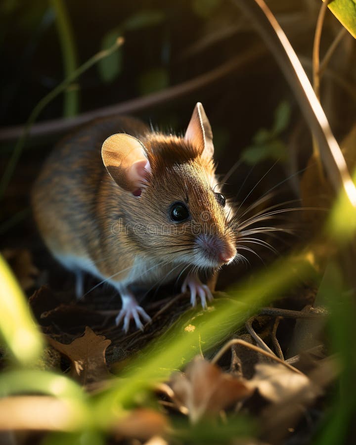 A Small Rodent Standing on Top of a Leaf Covered Ground. AI Generative ...
