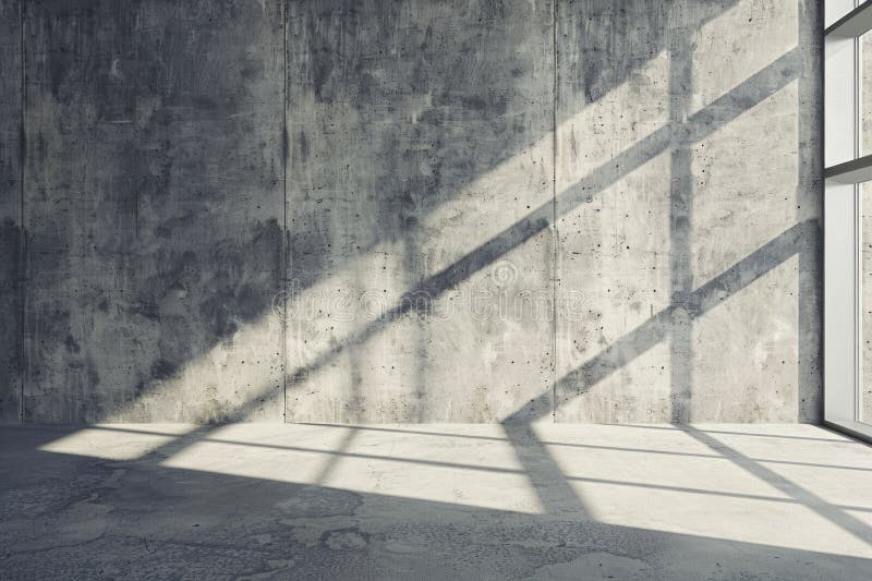A Small Room with a Concrete Wall and a Window Stock Photo - Image of ...