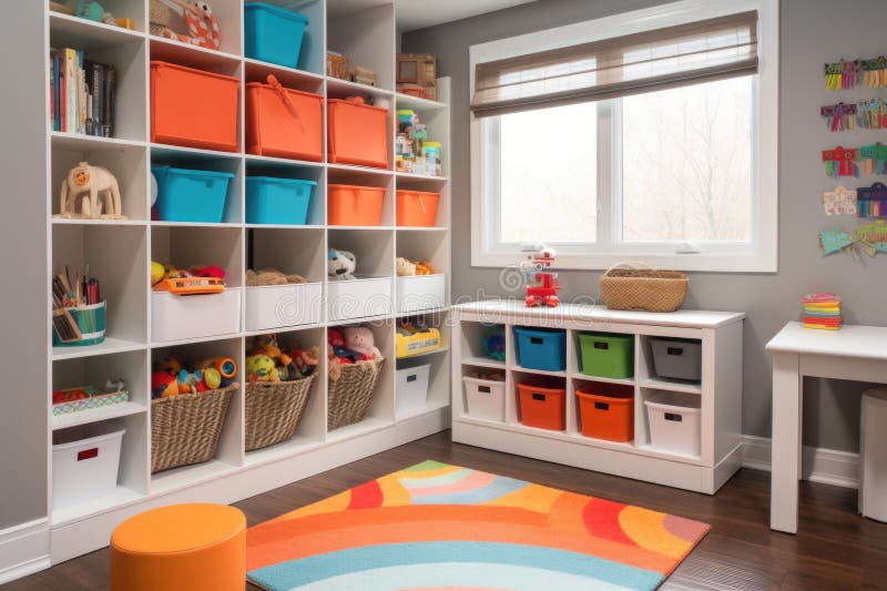 Small Room with Lots of Storage Solutions, Including Shelves, Baskets ...