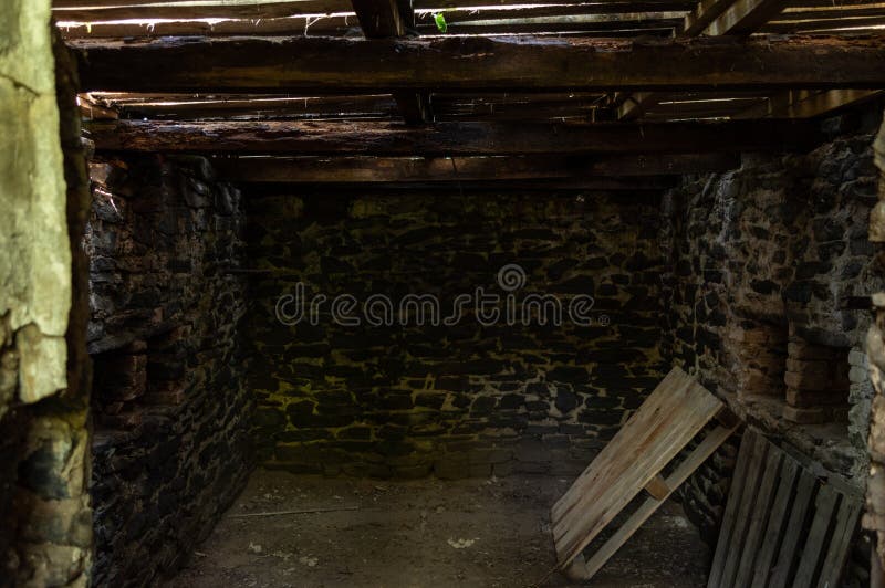 A Small Room with Stone Walls. the Old Cellar Stock Photo - Image of ...