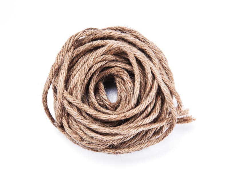 Small Rope Coiled on White Background Stock Photo - Image of bind, rope ...