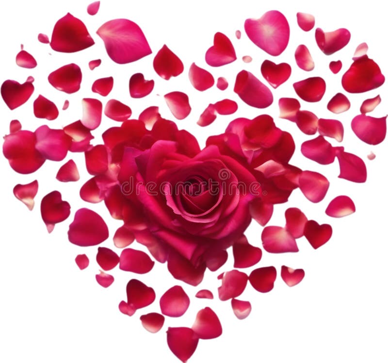 Small Rose Petals Arranged in the Shape of a Heart. AI-Generated. Stock ...