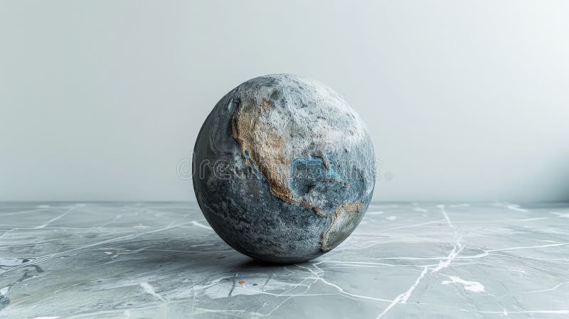 A Small, Round, Blue and White Planet with a Rocky Surface Stock Image ...
