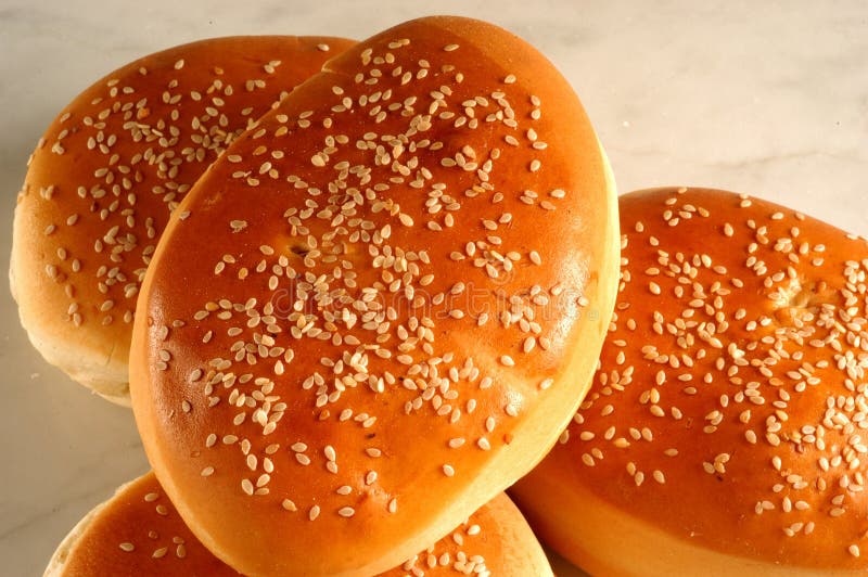 Small Round Breads with Sesame on White Background Stock Photo - Image ...