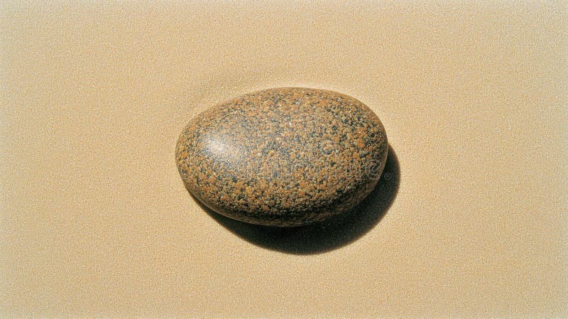 A Small, Round, Brown Rock with a Speckled Surface Sits on a Sandy ...
