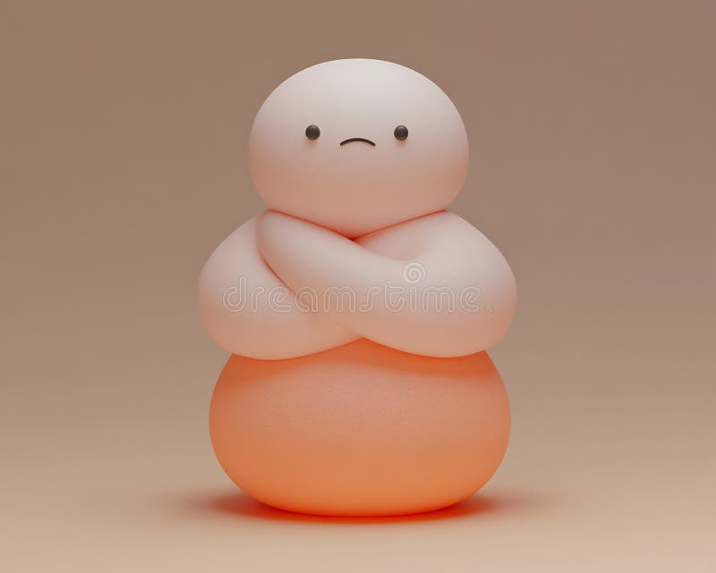 A Small Round Character with a Displeased and Grumpy Expression Stock ...
