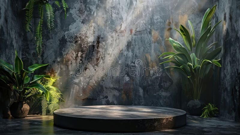 A Small, Round, Concrete Platform with a Plant on it Stock Illustration ...