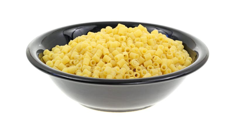 Small Round Cut Pasta Black Bowl Stock Image - Image of front, time ...