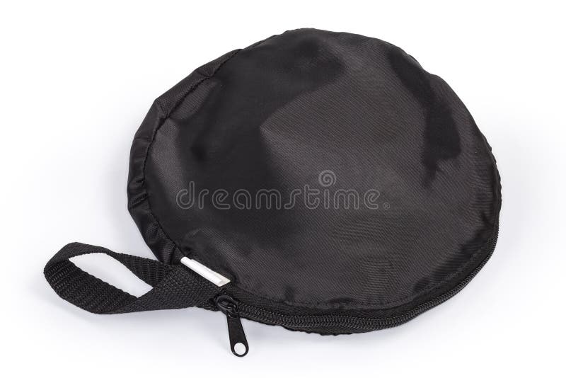 Small Round Flat Black Textile Bag with Zipper and Handle Stock Photo ...