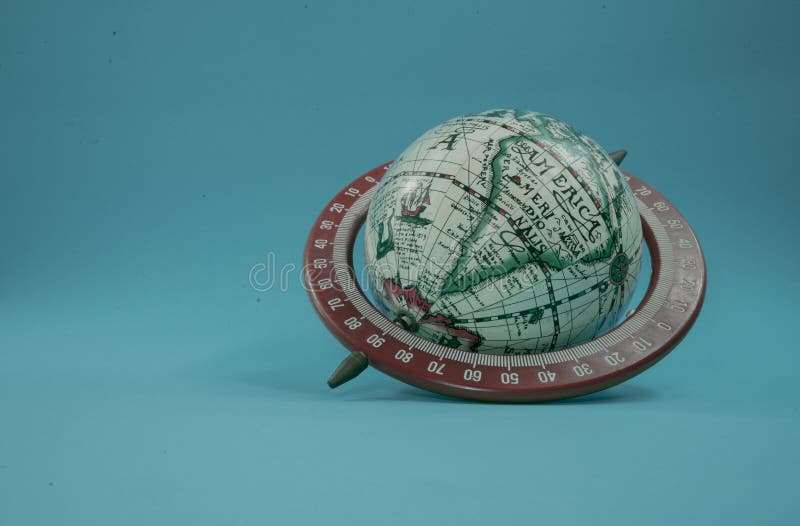Small Round Globe Behind a Green Background Stock Image - Image of ...