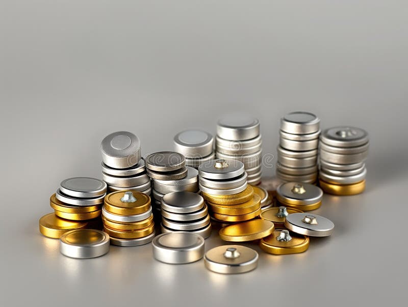 Small Round Metallic Objects in Grid-like Arrangement on Light Gray ...