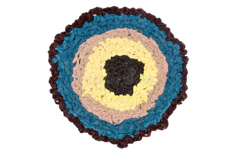 A Small Round Rug on the Floor is Handmade. Stock Image - Image of ...