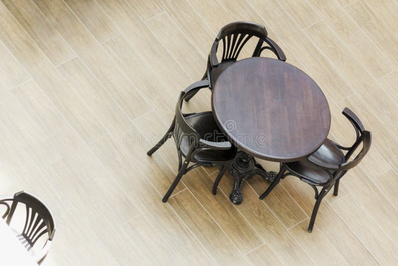 Small Round Table and Three Viennese Chairs Top View Stock Image ...