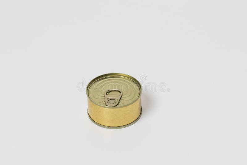 A Small Round Tin with Manual Opening on a White Background Stock Photo ...