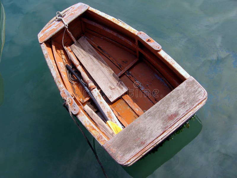 Small rowing boat. stock image. Image of rope, sized, oily - 7556199