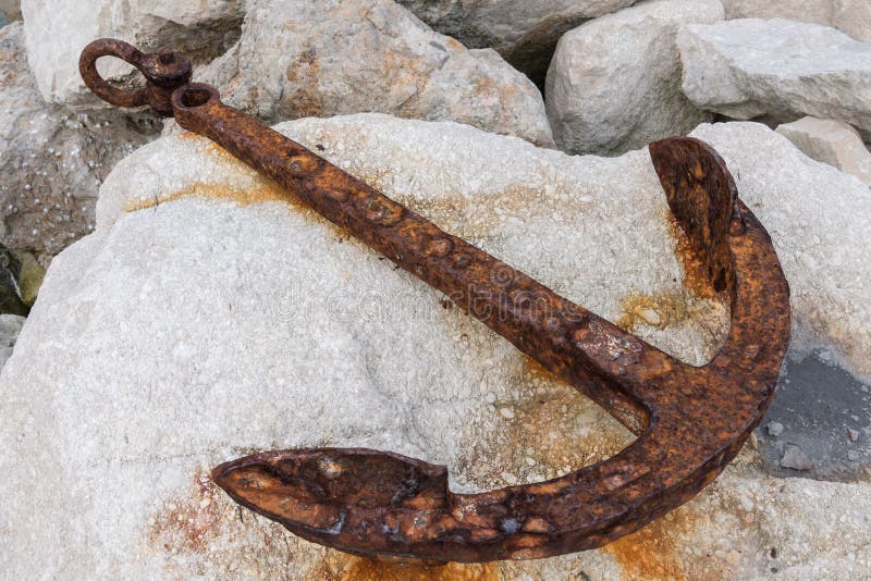 A Big Rusty Anchor Lying on the Ground Stock Image - Image of historic, object: 139426297