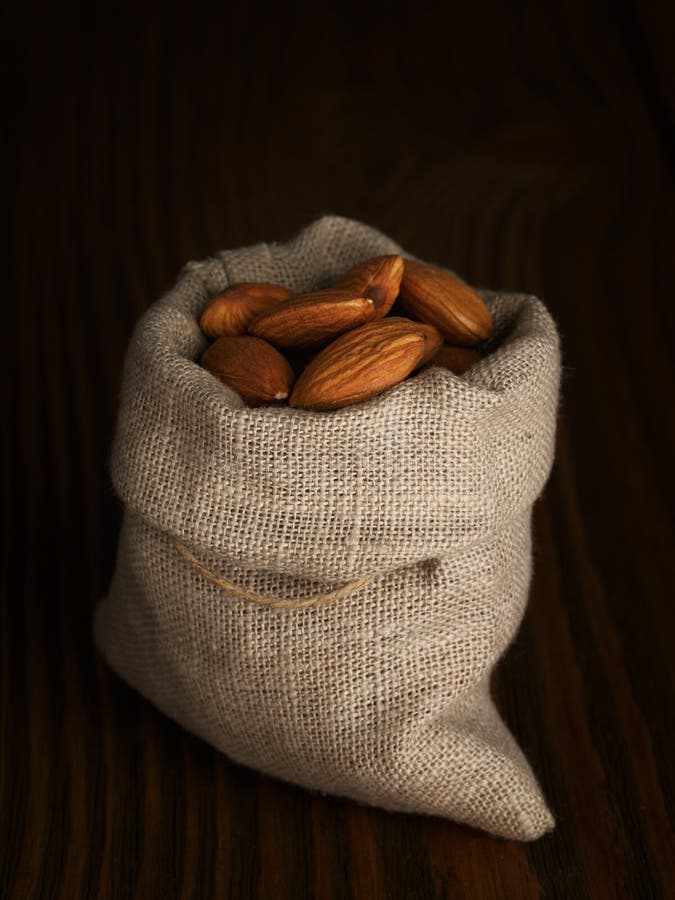 Small Sack Bag Full of Almonds Stock Photo - Image of healthy, organic ...