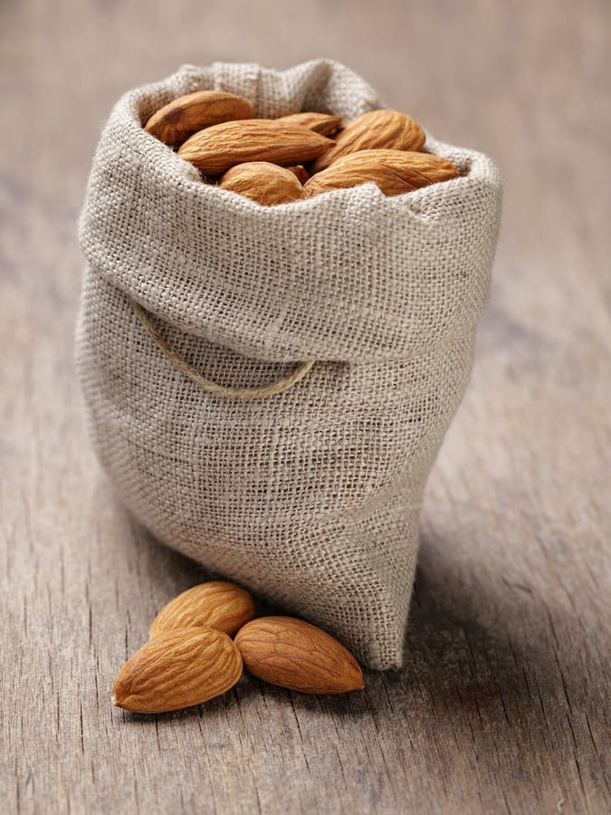 Small Sack Bag Full of Almonds Stock Photo - Image of healthy, organic ...