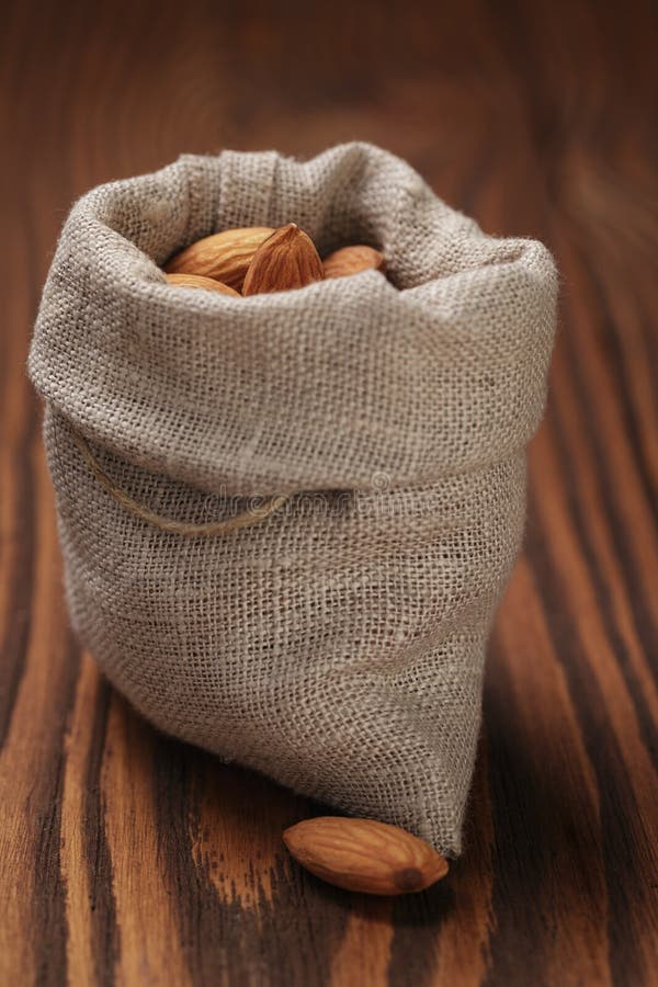 Small Sack Bag Full of Dried Almond Nuts Stock Photo - Image of nature ...