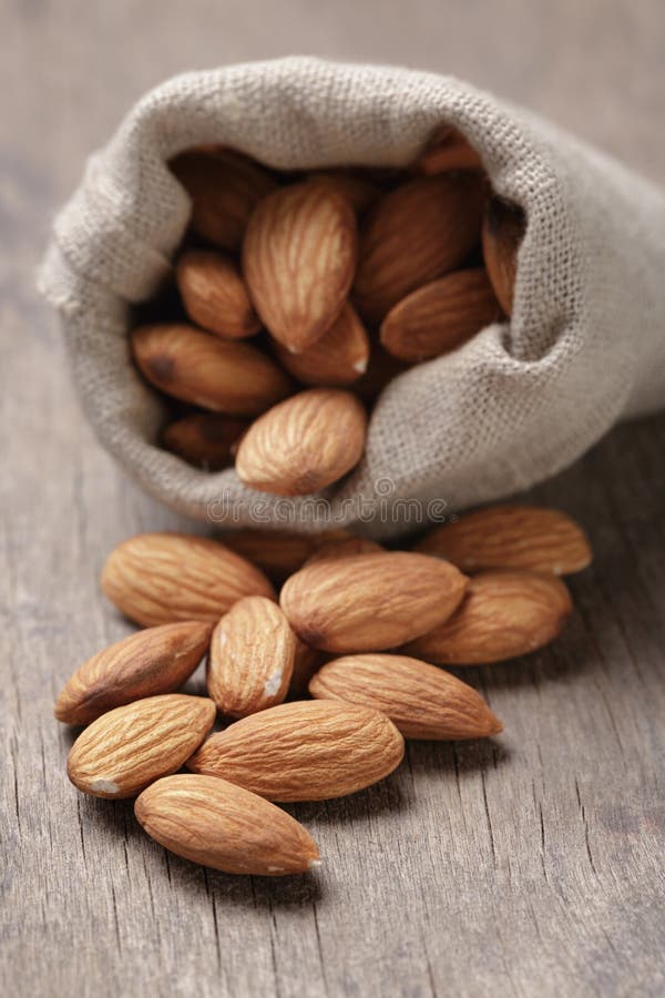 Small Sack Bag Full of Dried Almond Nuts Stock Photo - Image of nature ...