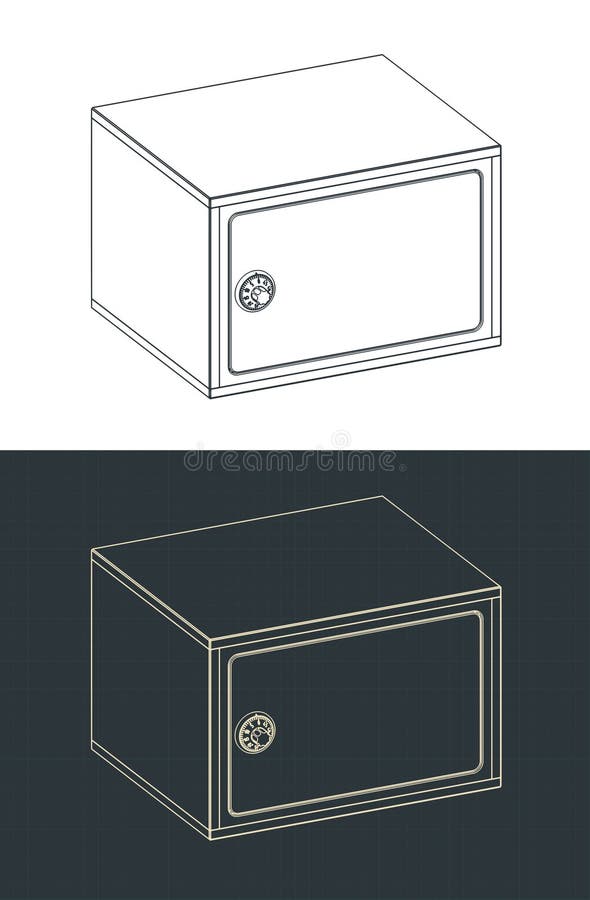 Small safe box blueprints stock illustration. Illustration of design ...