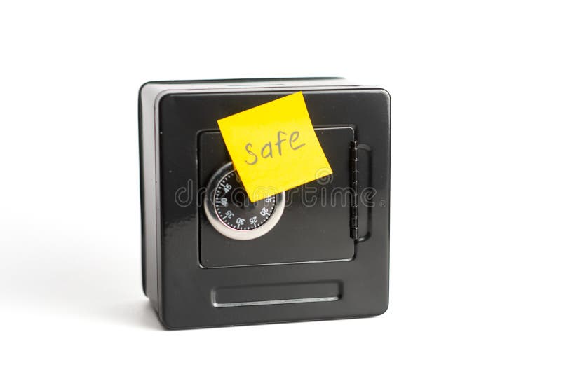 Small Safe with Combination Lock and Yellow Sticky Note Stock Image ...