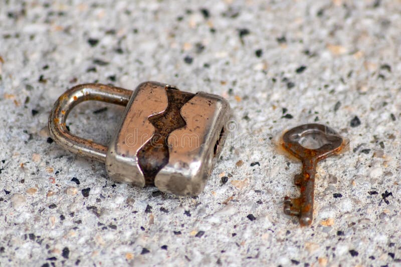 Small Safety Lock with Key or Security Lock with Key Shows Rusty ...