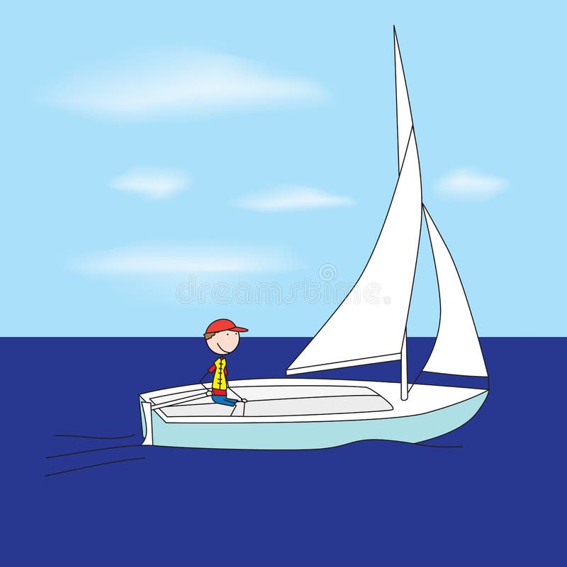 Small Sailboat Vector Illustration. Small Boat with Sail Stock Vector ...
