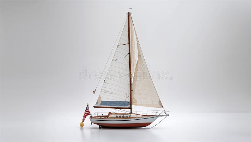 Small Sailboat in Side Profile with Mast and Hull Visible, Clean White ...