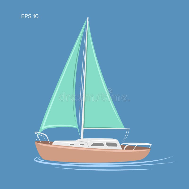 Small Sailboat Vector Illustration. Small Boat with Sail Stock Vector ...