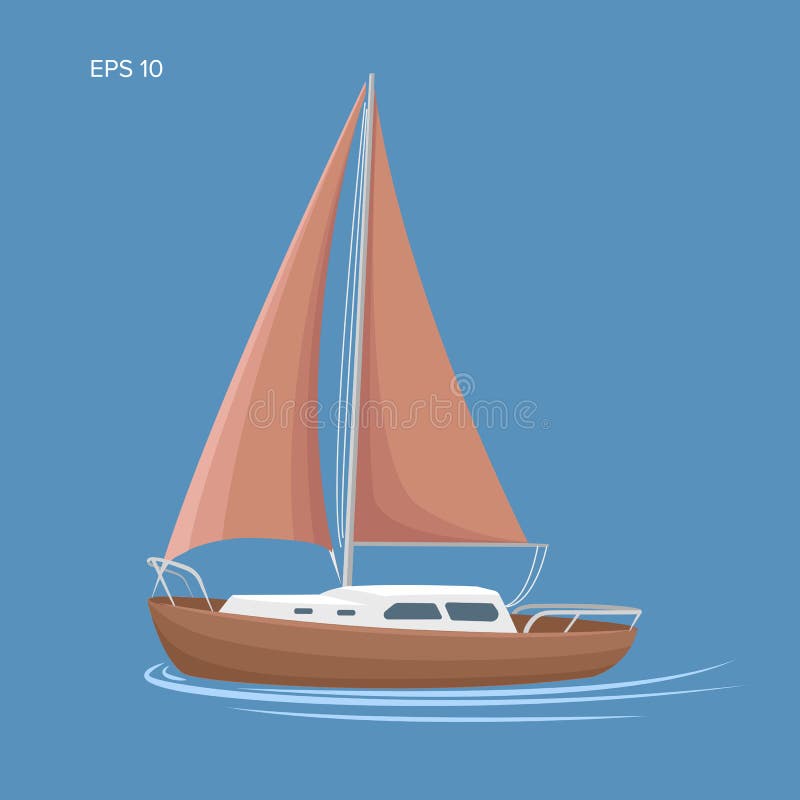 Small Sailboat Vector Illustration. Small Boat with Sail Stock Vector ...