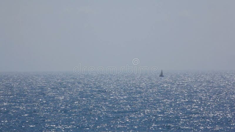 Small Sailing Boat Moving in Sea with Shiny Stock Footage - Video of ...