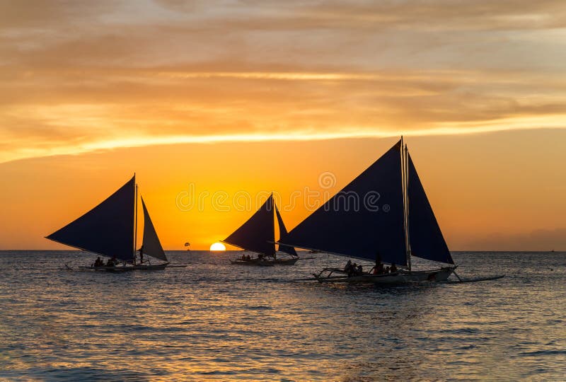 Small Sailing Boats at the Sunset Stock Image - Image of landscape ...
