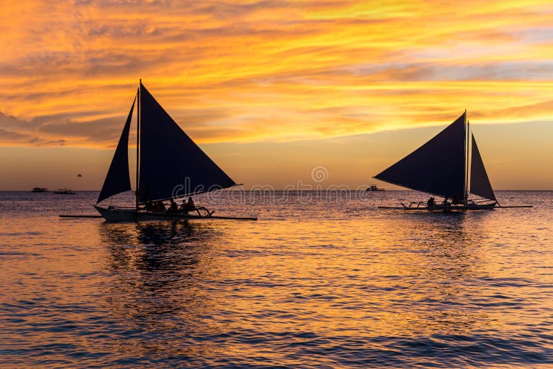 Small Sailing Boats at the Sunset Stock Photo - Image of landscape ...