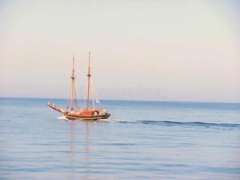 Small Sailing Ship in the Aegean Sea Stock Image - Image of island ...