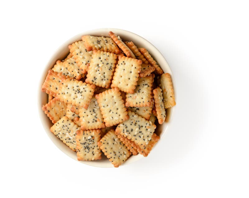 Small Salty Rectangular Crackers with Poppy and Sesame Seeds in a Dark ...