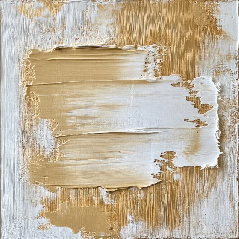 A Small Sample of White and Gold Paint on a Piece of Wood Stock Photo ...