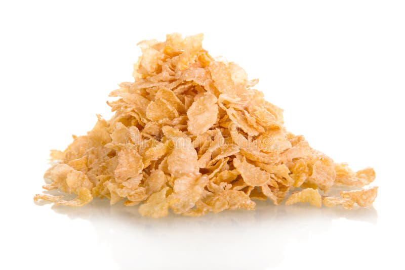 Small Sampling of Corn Flake Isolated on White Stock Image - Image of ...