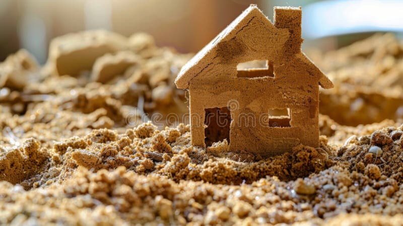 A Small Sand House Stands on the Ground Stock Photo - Image of sand ...