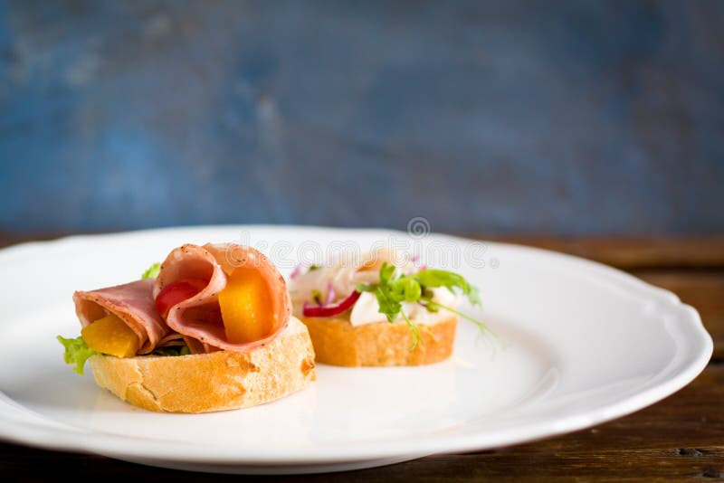 Small sandwiches. stock photo. Image of wood, tomato - 96307786