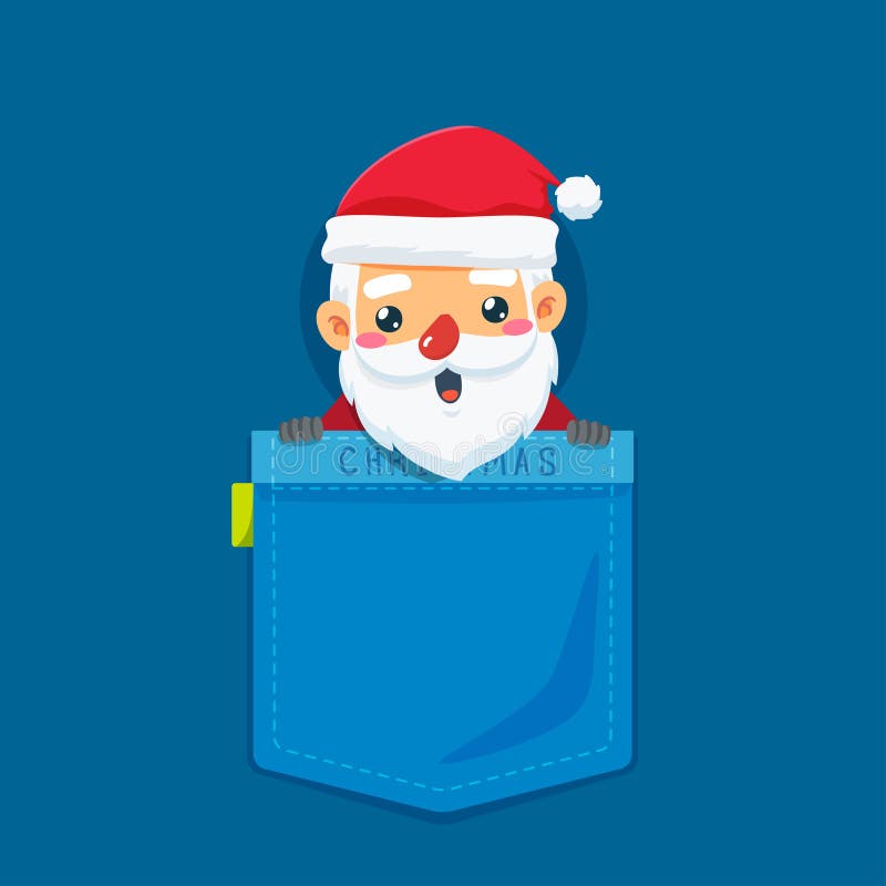 Small Santa Claus in a Pocket. Isolated Vector Illustration Stock ...