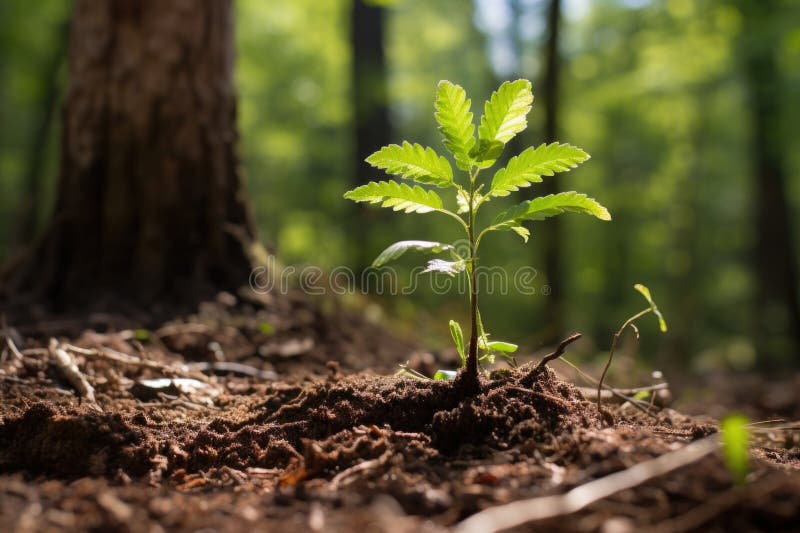A Small Sapling Next To a Fully Grown Tree Stock Photo - Image of ...